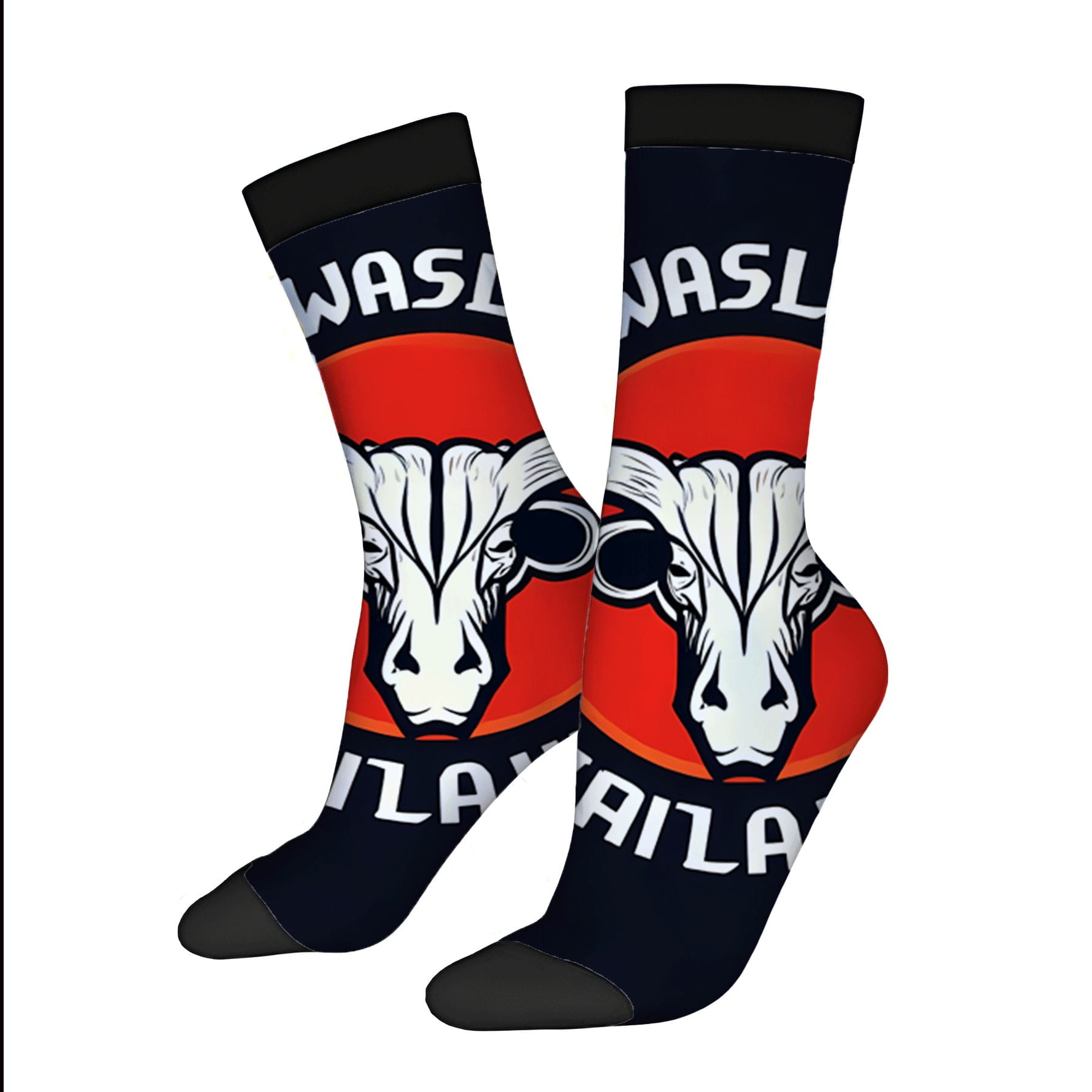 Bold Dark Blue & Red Goat Design Socks 2 Pairs of Unisex Trendy Mixed ...