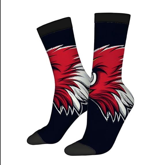 Bold Dark Blue Socks with Striking Red & White Feather Design - 2 Pairs ...