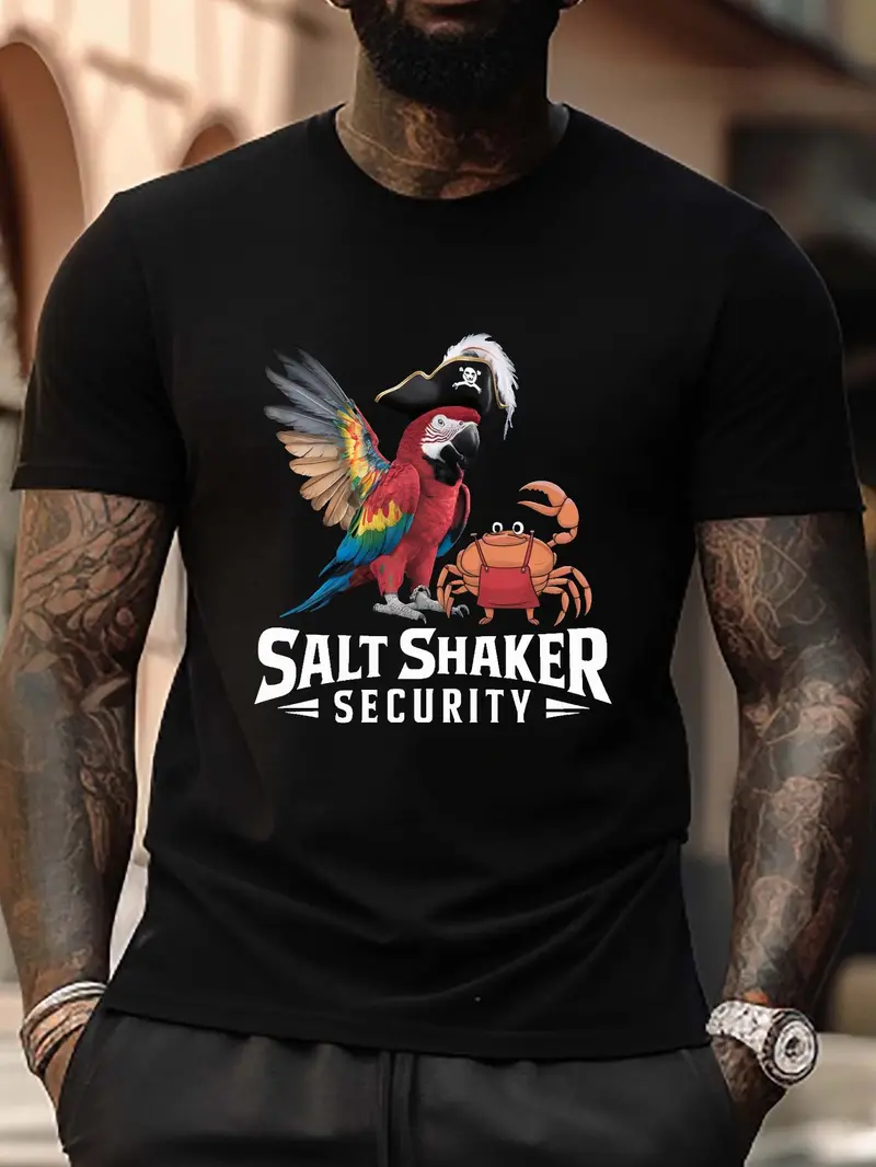 [Bold Design] Men's Plus Size "Salt Shaker Security" Graphic T-Shirt ...