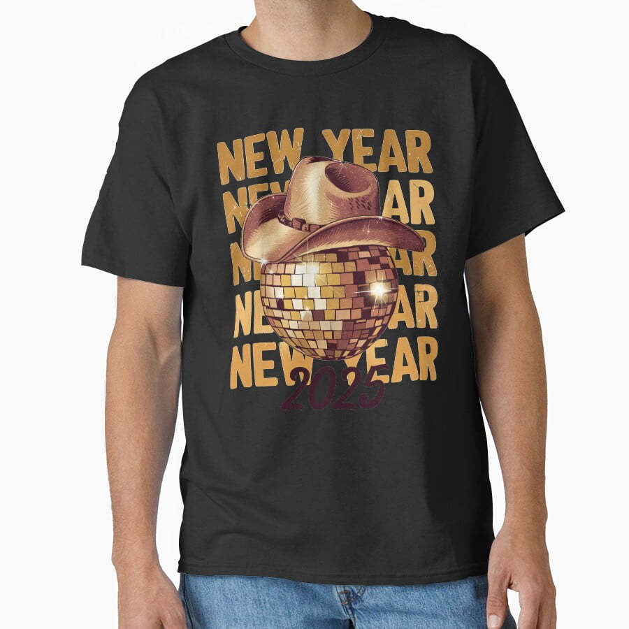 Bold Disco Cowboy New Year 2025 Retro Western Party Unisex T-Shirt, up ...