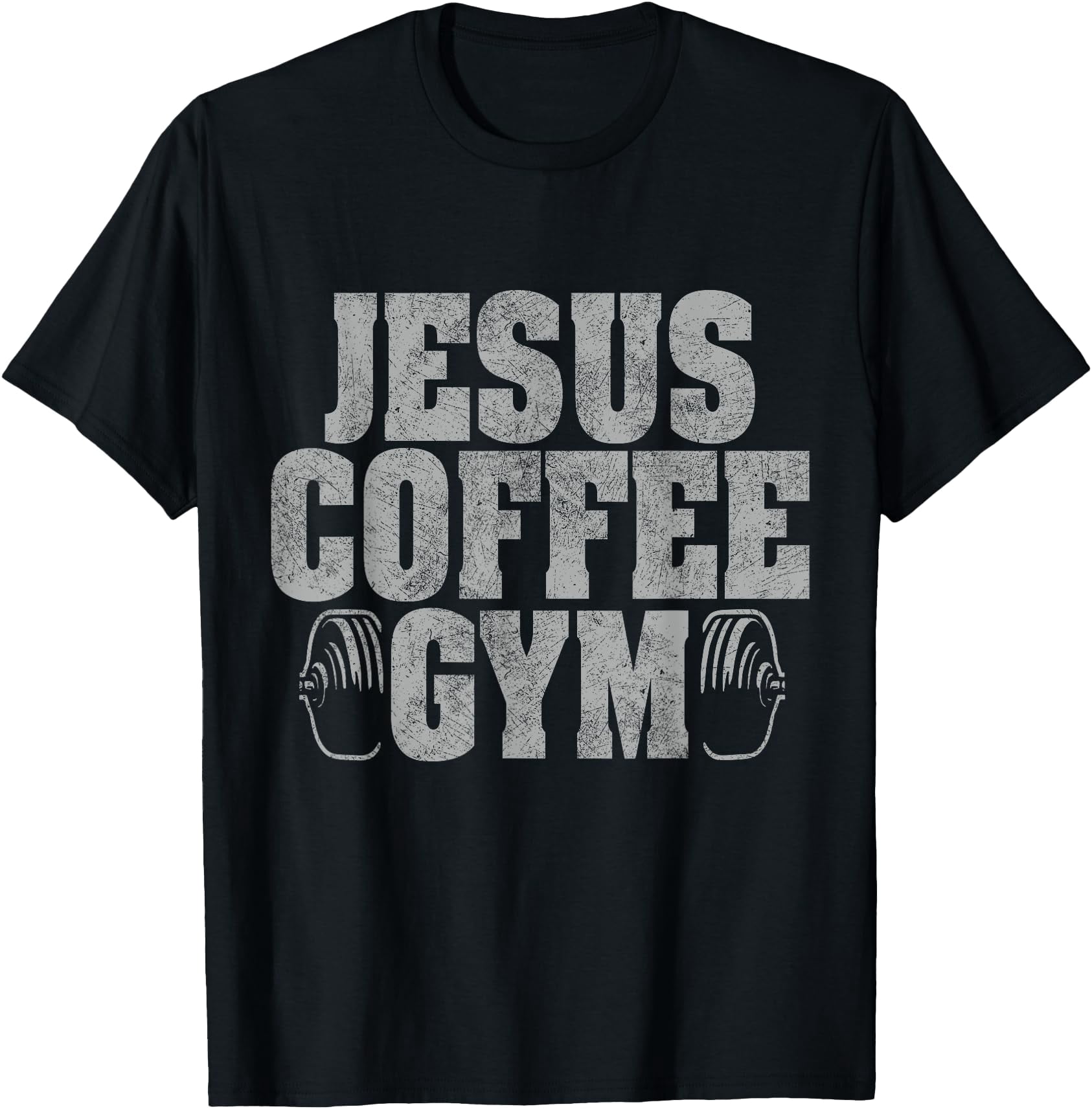 Bold Distressed Jesus Coffee Gym T-Shirt for Christian Workout and ...