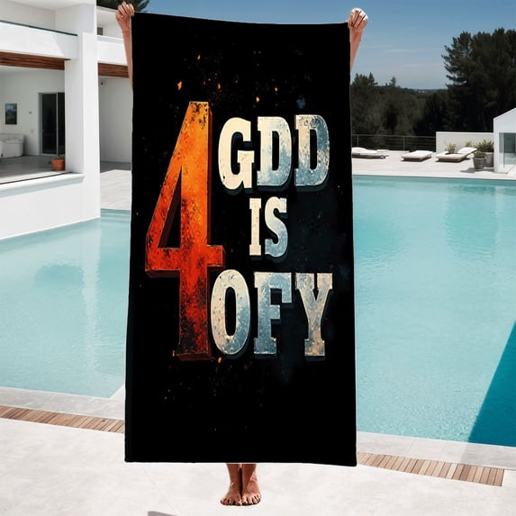 Bold Distressed Text Beach Towel - " 4 GDD is OFY " - Stylish Orange ...