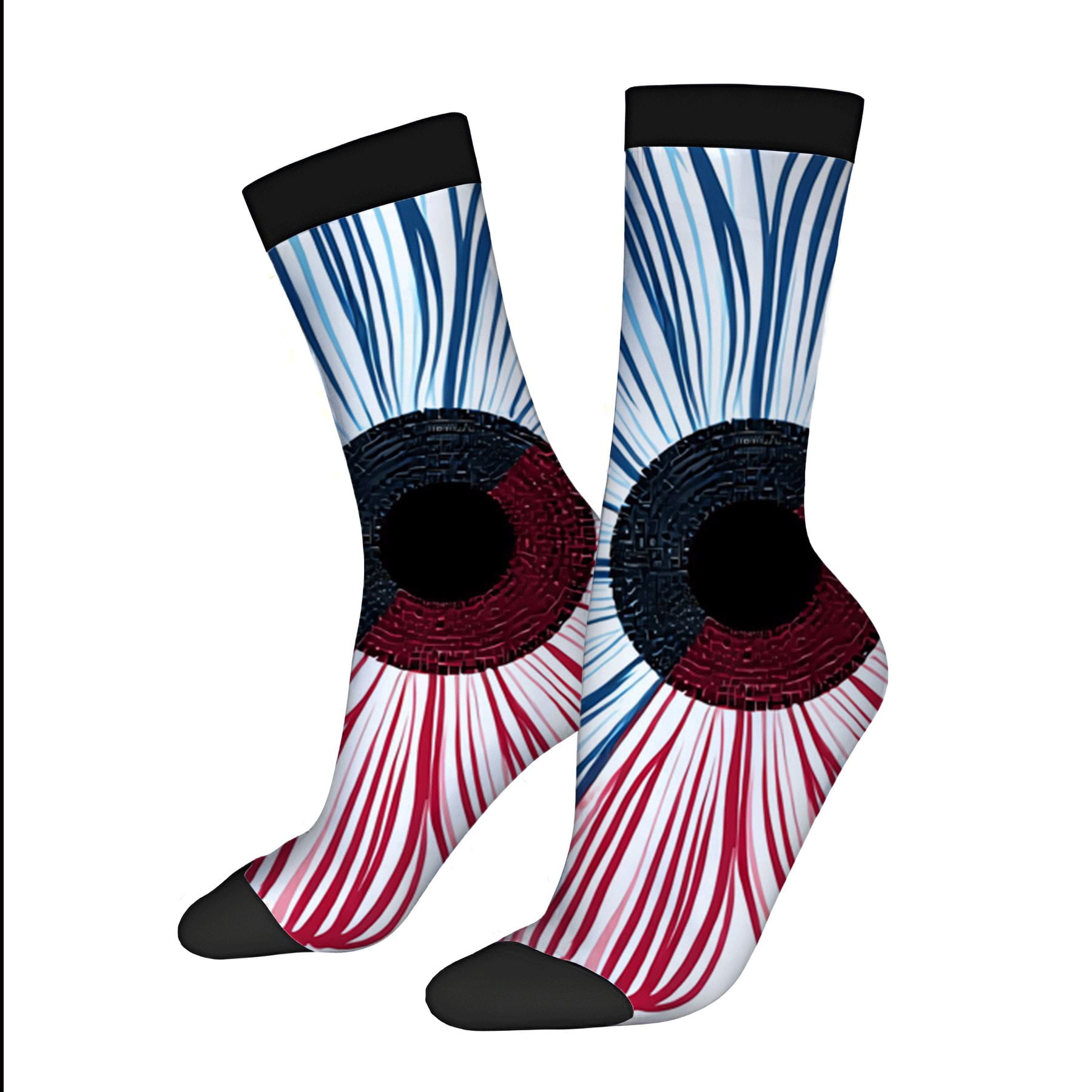 Bold Eye Motif Socks - 2 Pairs of Vibrant Unisex Trendy Socks with Red ...