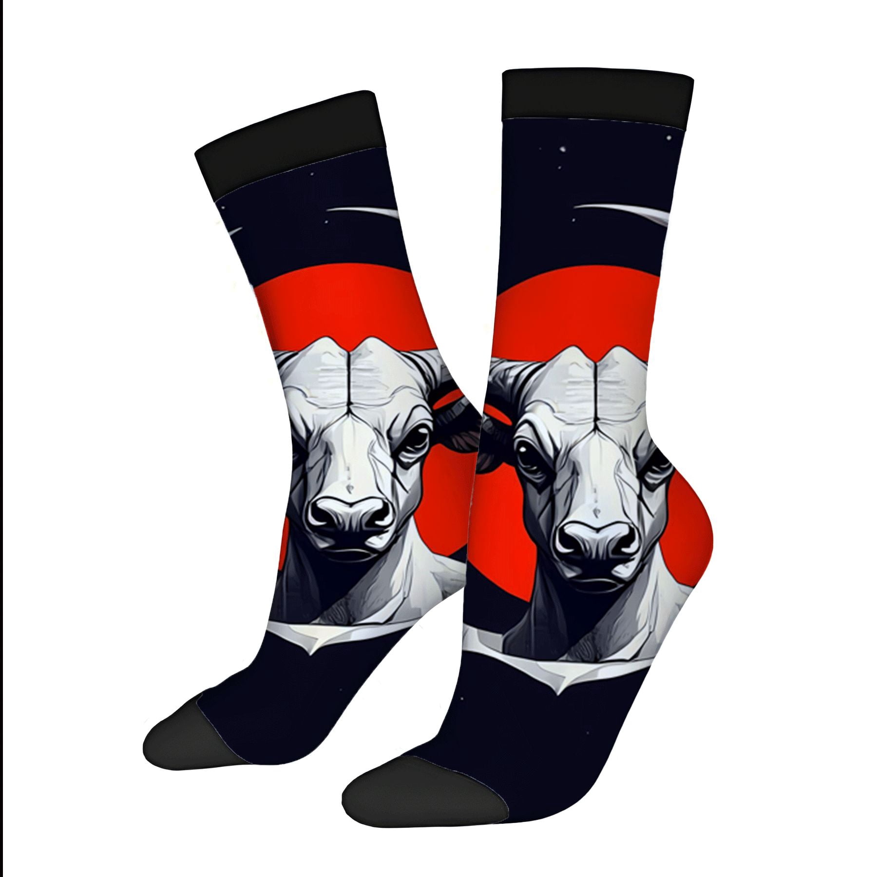 Bold Face Design Socks - 2 Pairs of Unisex Trendy Socks with Dark Blue ...