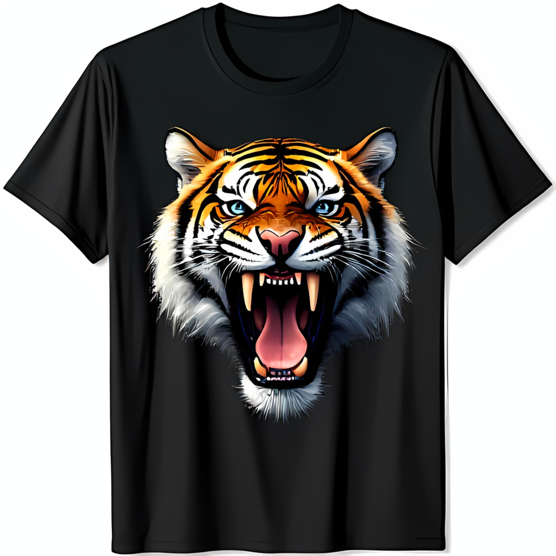 Bold Face Graphic Black T-Shirt Intense Design with Open Mouth ...