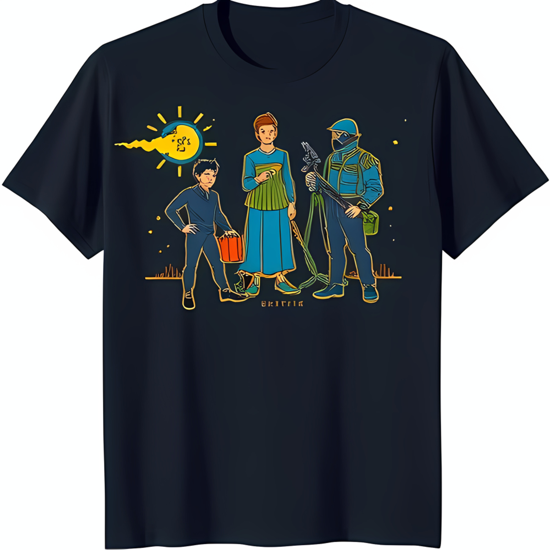 Bold Family Graphic T-Shirt Smiling Family of Four with Serious Dad ...