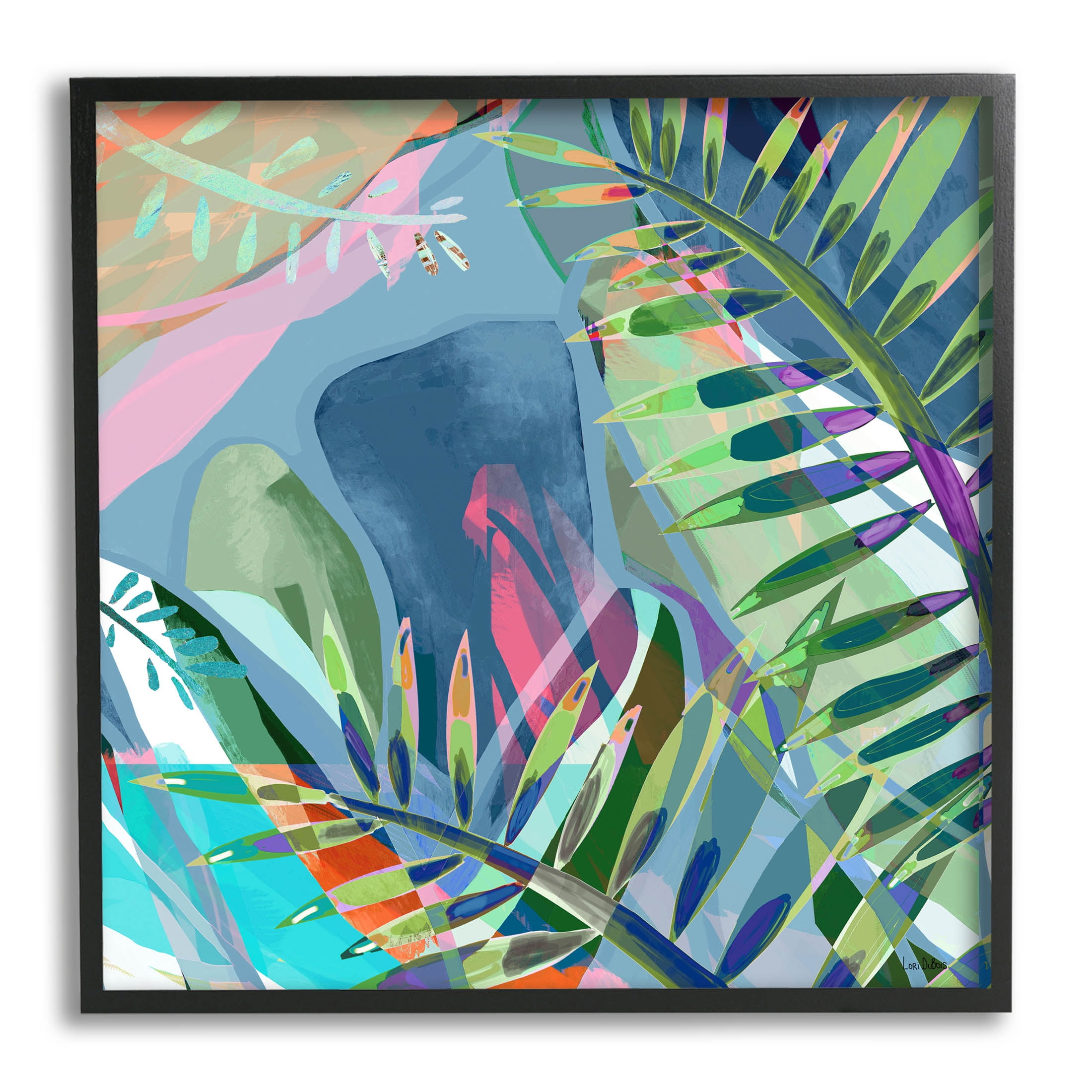 Bold Fern Leaf Overlapping Collage Botanical & Floral Graphic Art Black ...