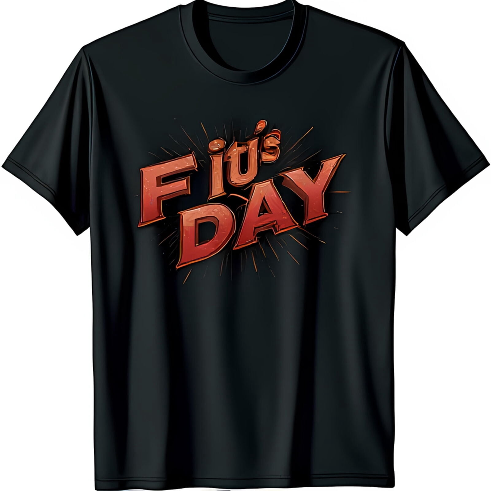Bold Fit s Day Black T-Shirt with Radiant Red Design Energetic Neck Tee ...