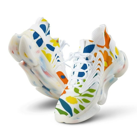 Bold Floral Vibrant Pattern Design Walking Shoes for Men Woman ...