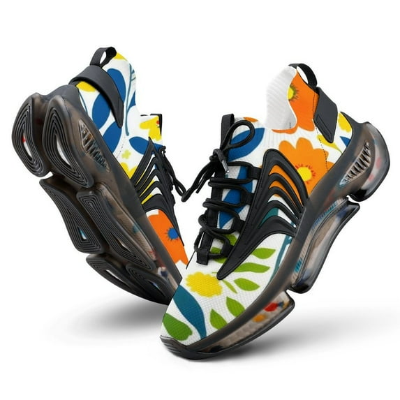 Bold Floral Vibrant Pattern Design Walking Shoes for Men Woman ...