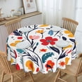 Bold Folk Art Floral Seamless Pattern With Orange And Red Blooms Round ...