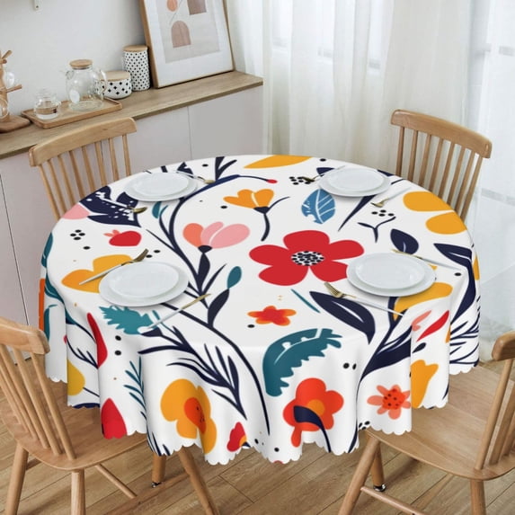 Bold Folk Art Floral Seamless Pattern With Orange And Red Blooms Round ...