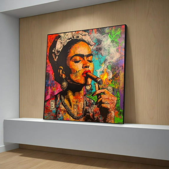 Bold Frida Kahlo Graffiti Canvas Painting – Colorful Urban Art Style ...