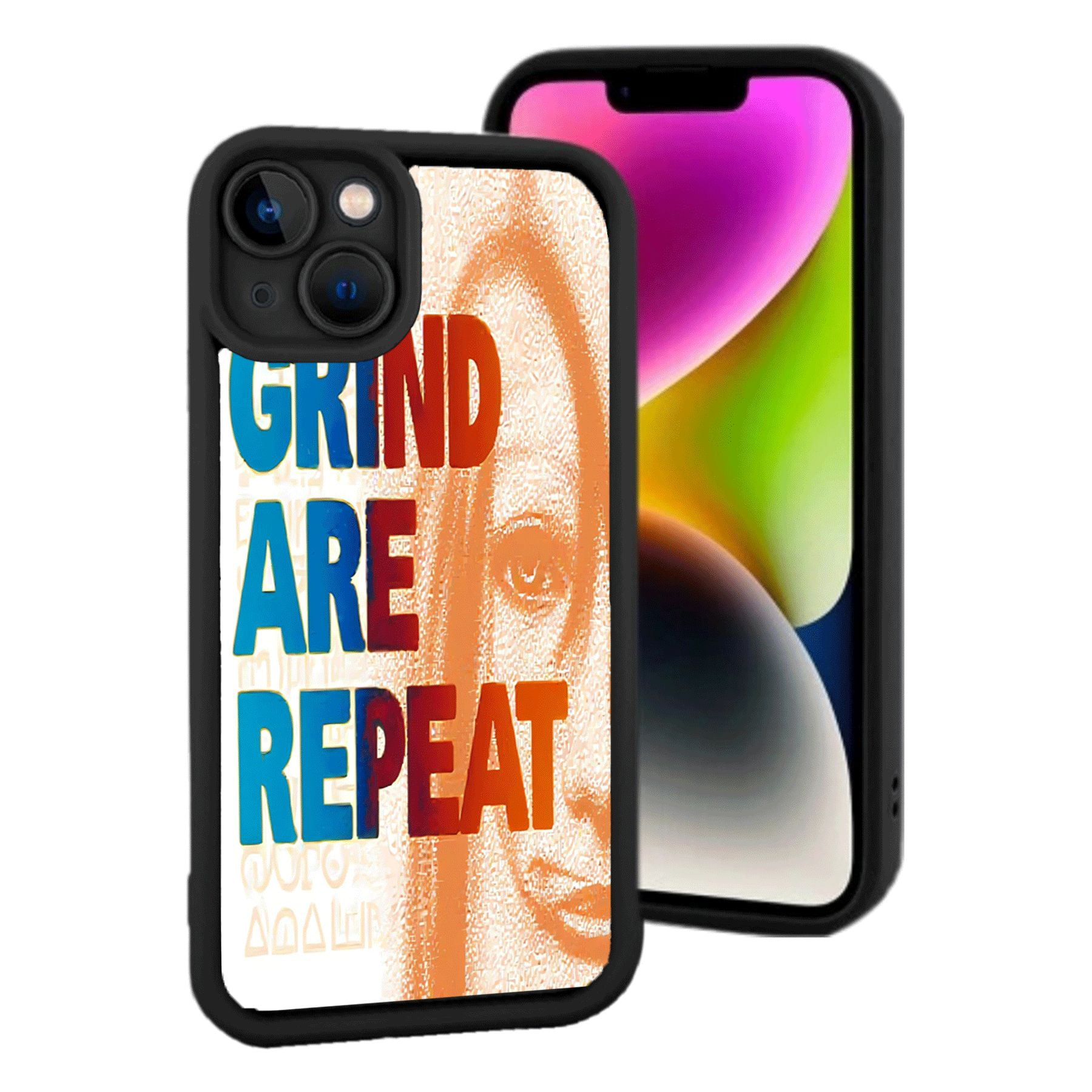 Bold " GRIND AND REPEAT " Design iPhone 15 Case - Lightweight Yellowing ...