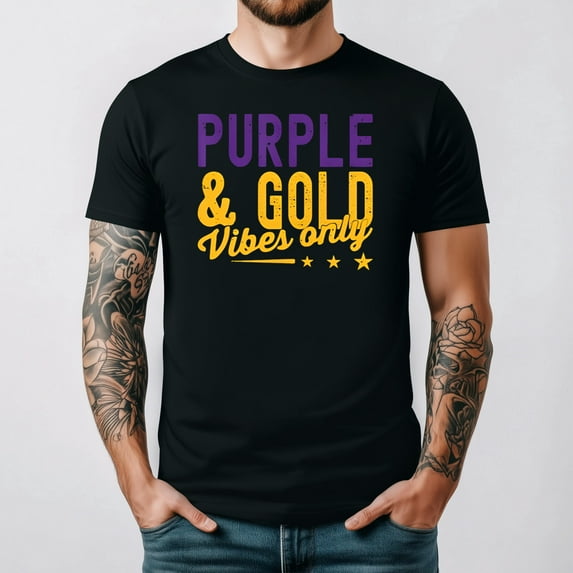 Bold Game Day Purple Gold Spirit Retro Sports Vibe Graphic Unisex T ...
