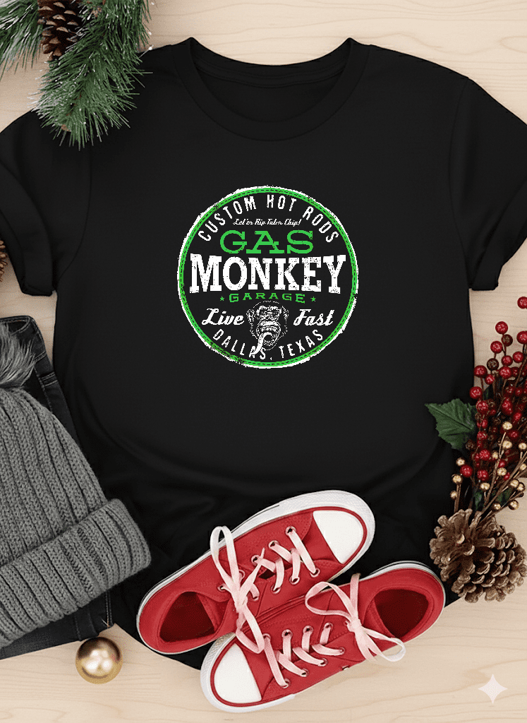 Bold Gas Monkey Garage Live Fast Green Badge Mechanic Shop Unisex T ...
