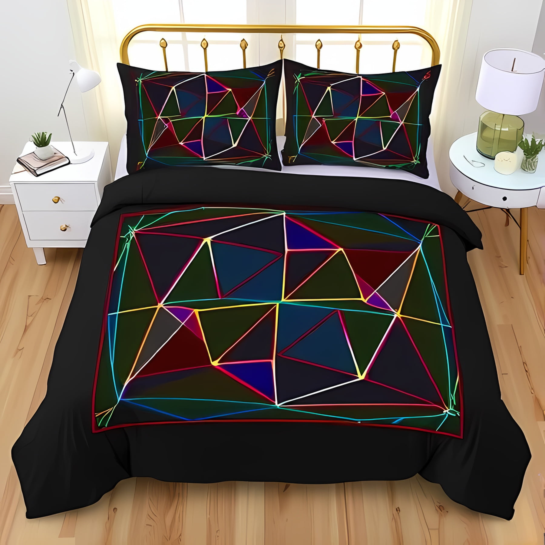 Bold Geometric 3-Piece Duvet Cover Set with Matching Pillowcases ...