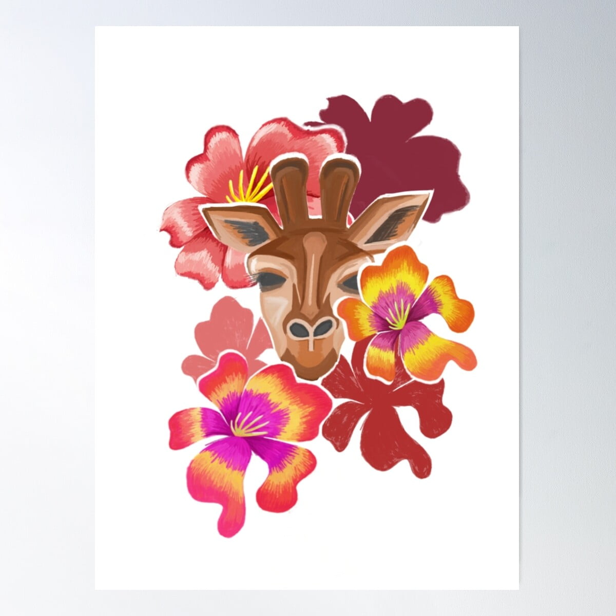 Bold Giraffe Blooming Poster Wall Art Bedroom Wall Art - Walmart.com