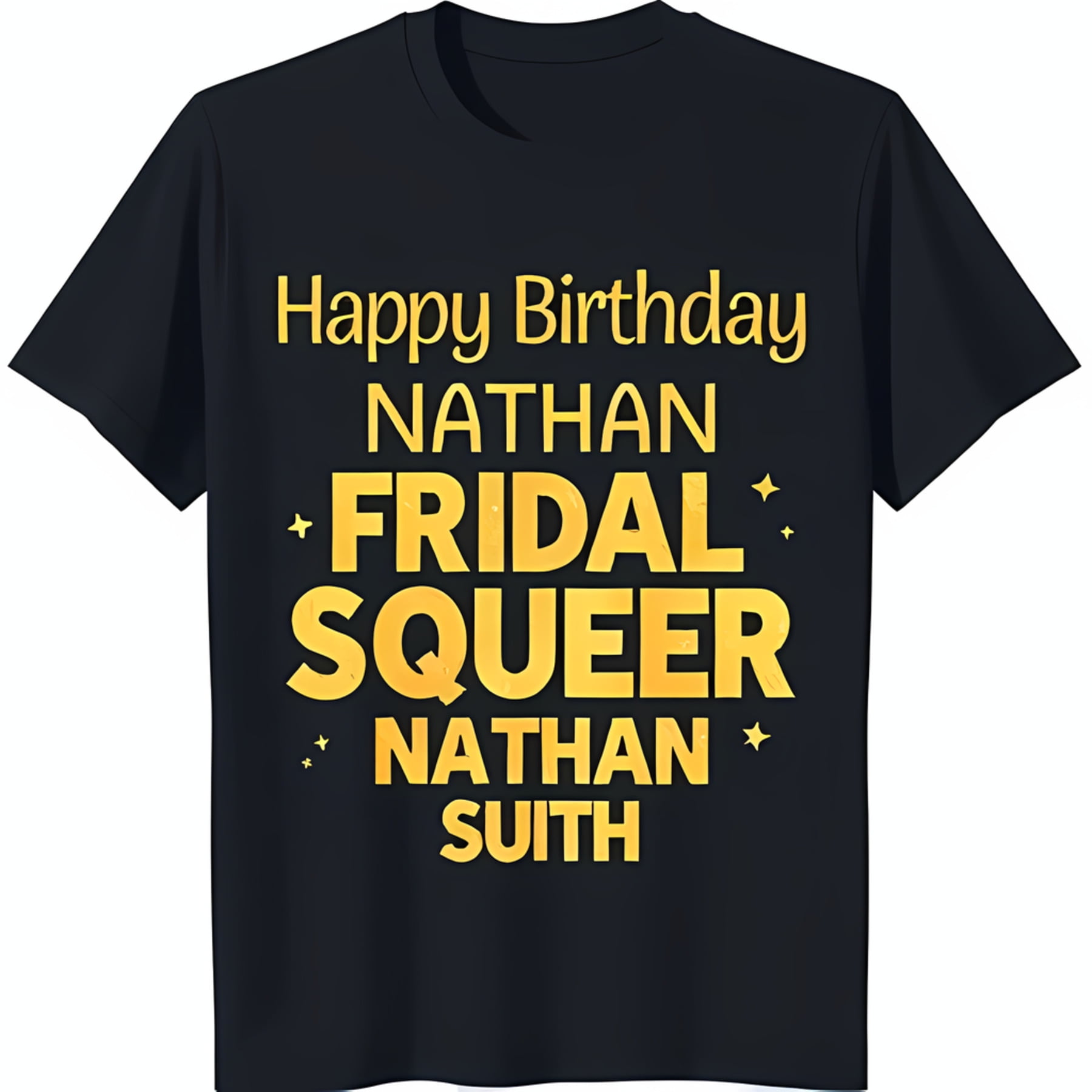 Bold Gold Birthday Graphic Black T-Shirt for Nathan Fun & Stylish ...