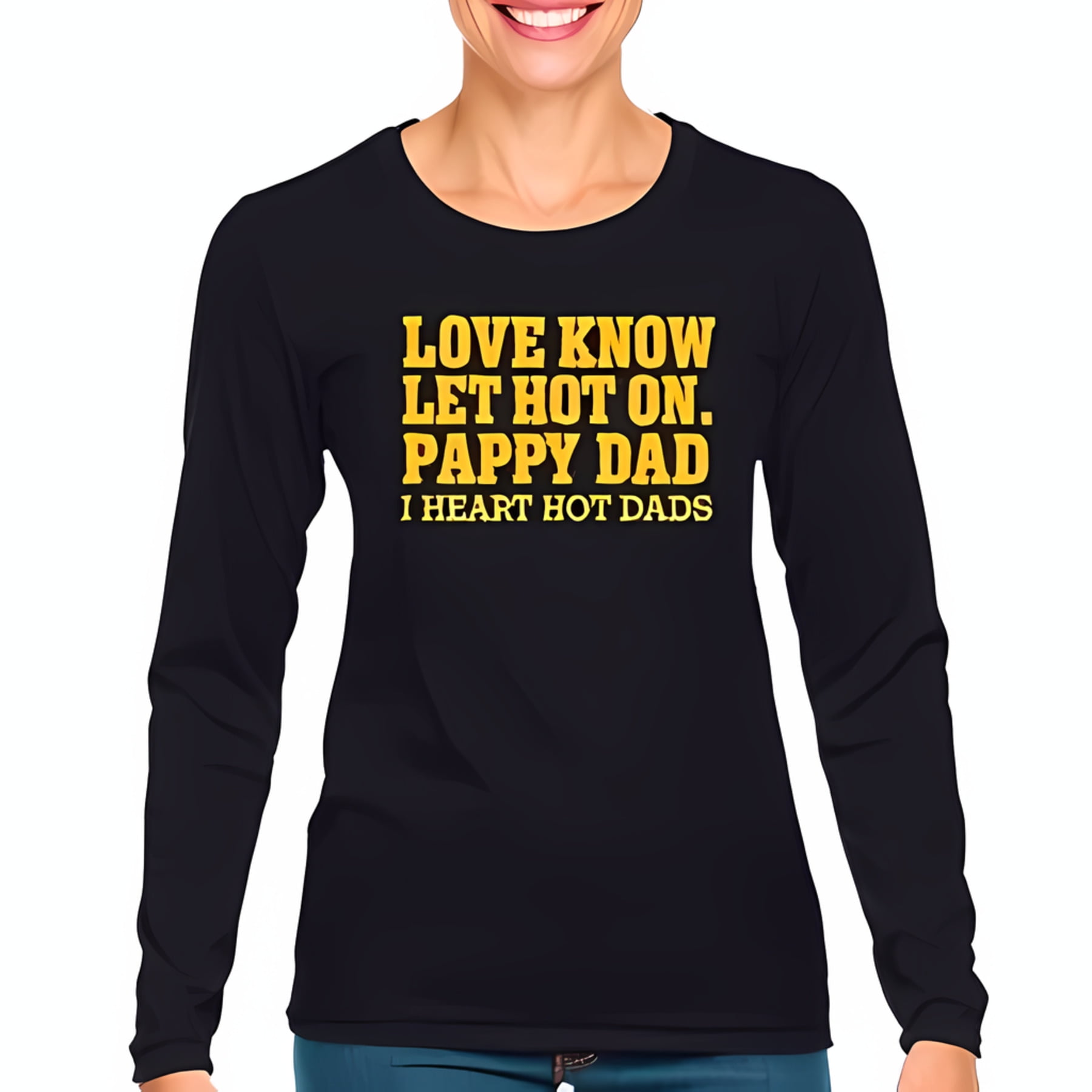 Bold Gold Inscription Long Sleeve Black T-Shirt - " LOVE KNOW LET HOT ...