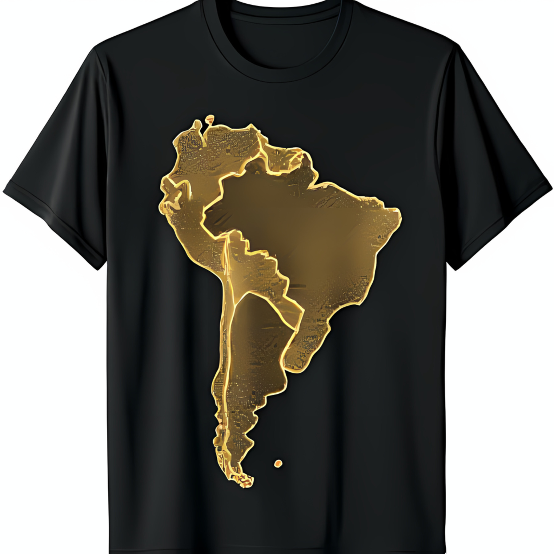 Bold Gold Outline of South Graphic T-Shirt on Classic Black Tee ...
