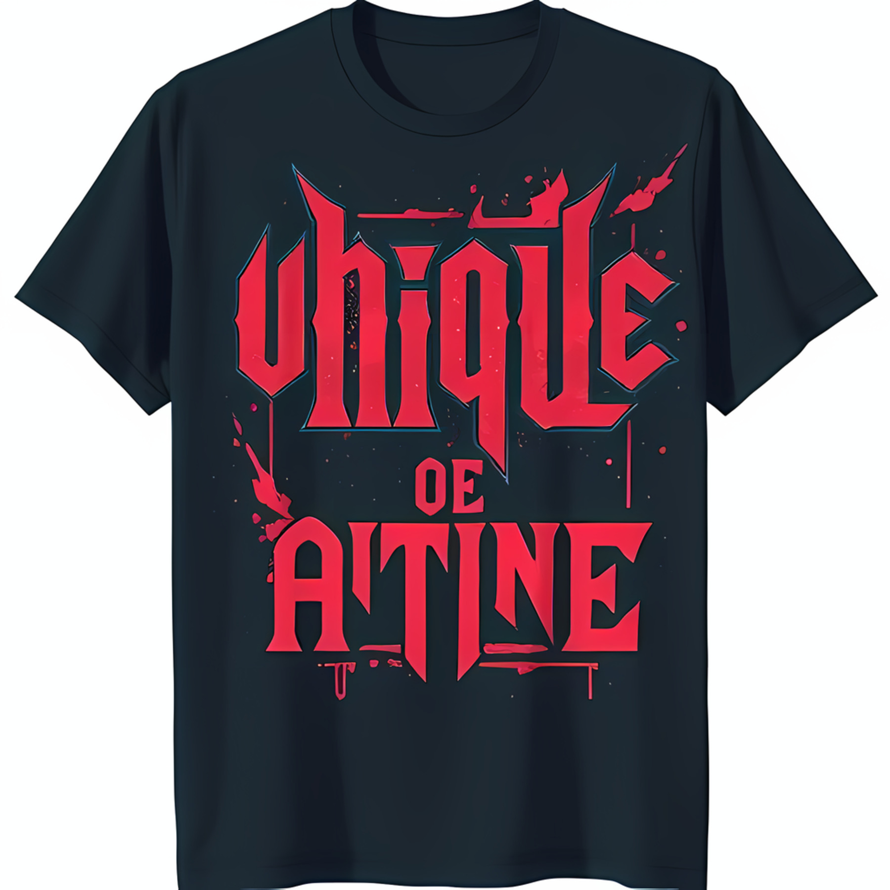 Bold Gothic Graphic T-Shirt 'Whiqule of Atine' in Red with Splatters ...