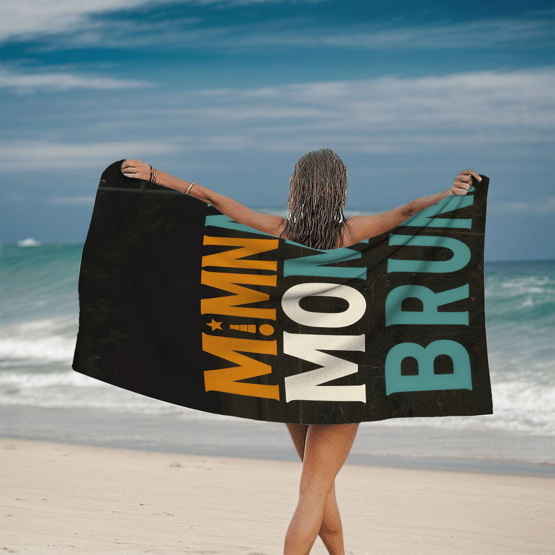 Bold Gradient Beach Towel - " MMNAR MOM " Vertical Design with Star ...