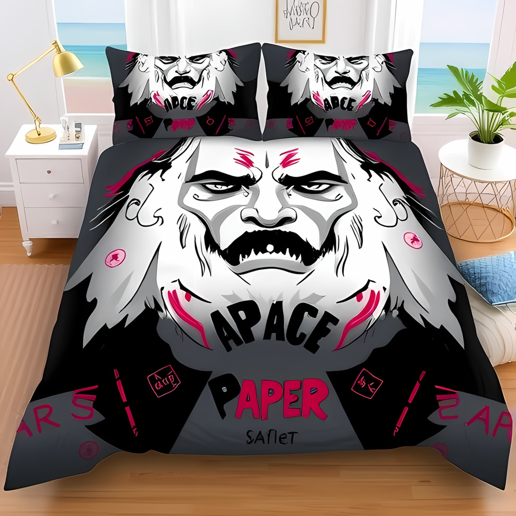 Bold Graphic 3-Piece Bedding Set - Duvet Cover & Pillowcases with Edgy ...