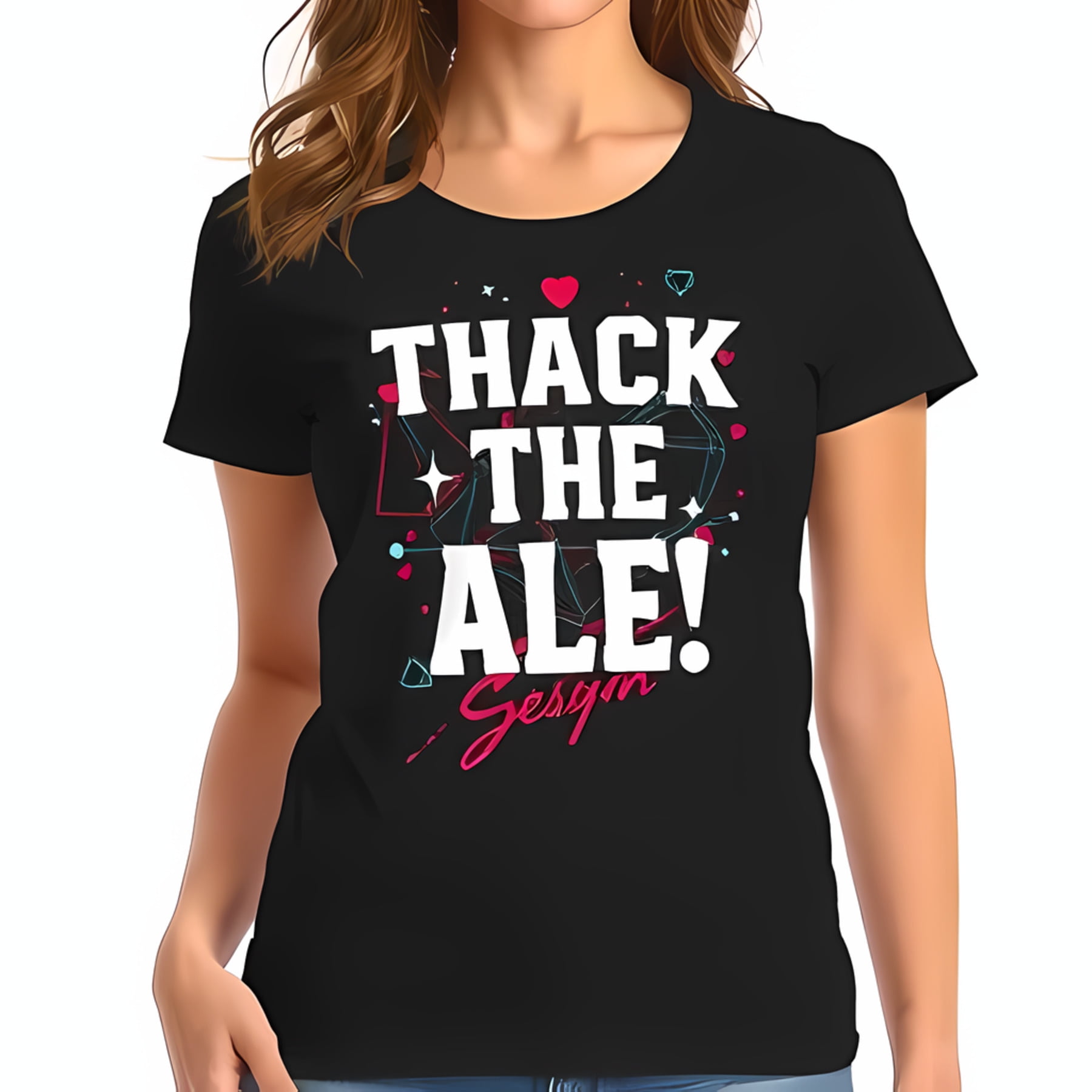 Bold Graphic Black Cotton Short Sleeve T-Shirt - " THACK THE " with ...