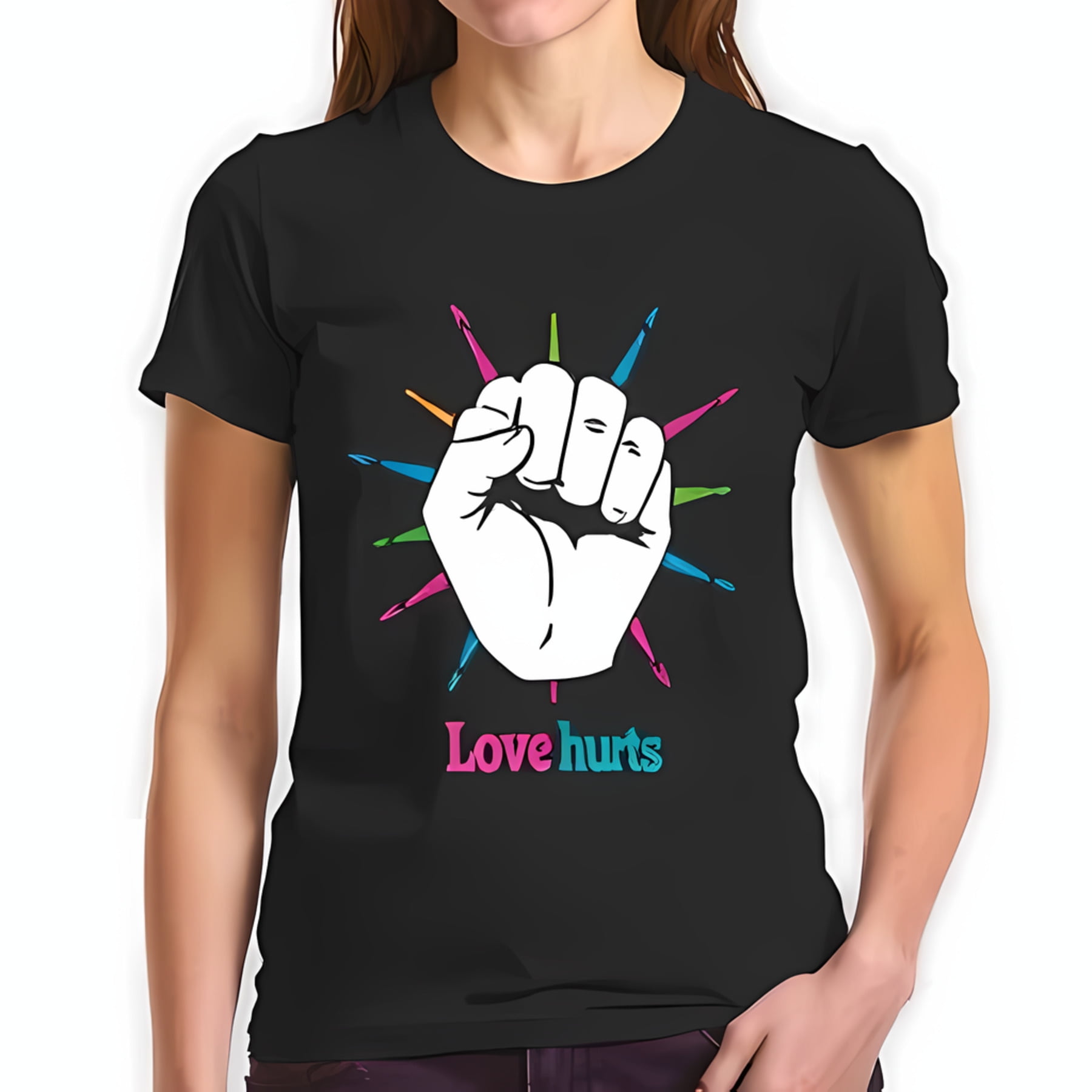 Bold Graphic Black Cotton Short Sleeve T-Shirt with Clenched Fist ...