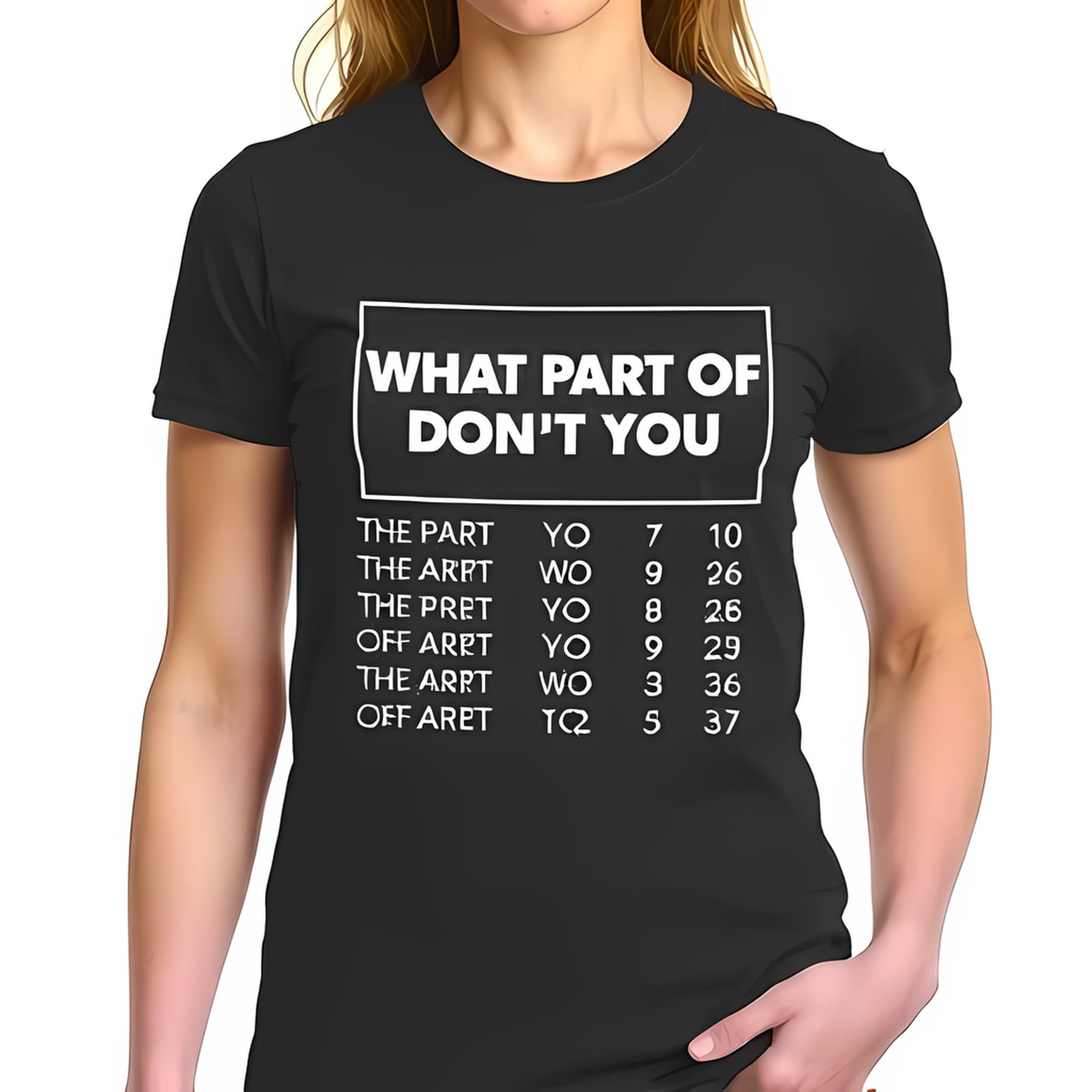 Bold Graphic Black T-Shirt - "WHAT PART OF DON'T YOU" with Intriguing ...