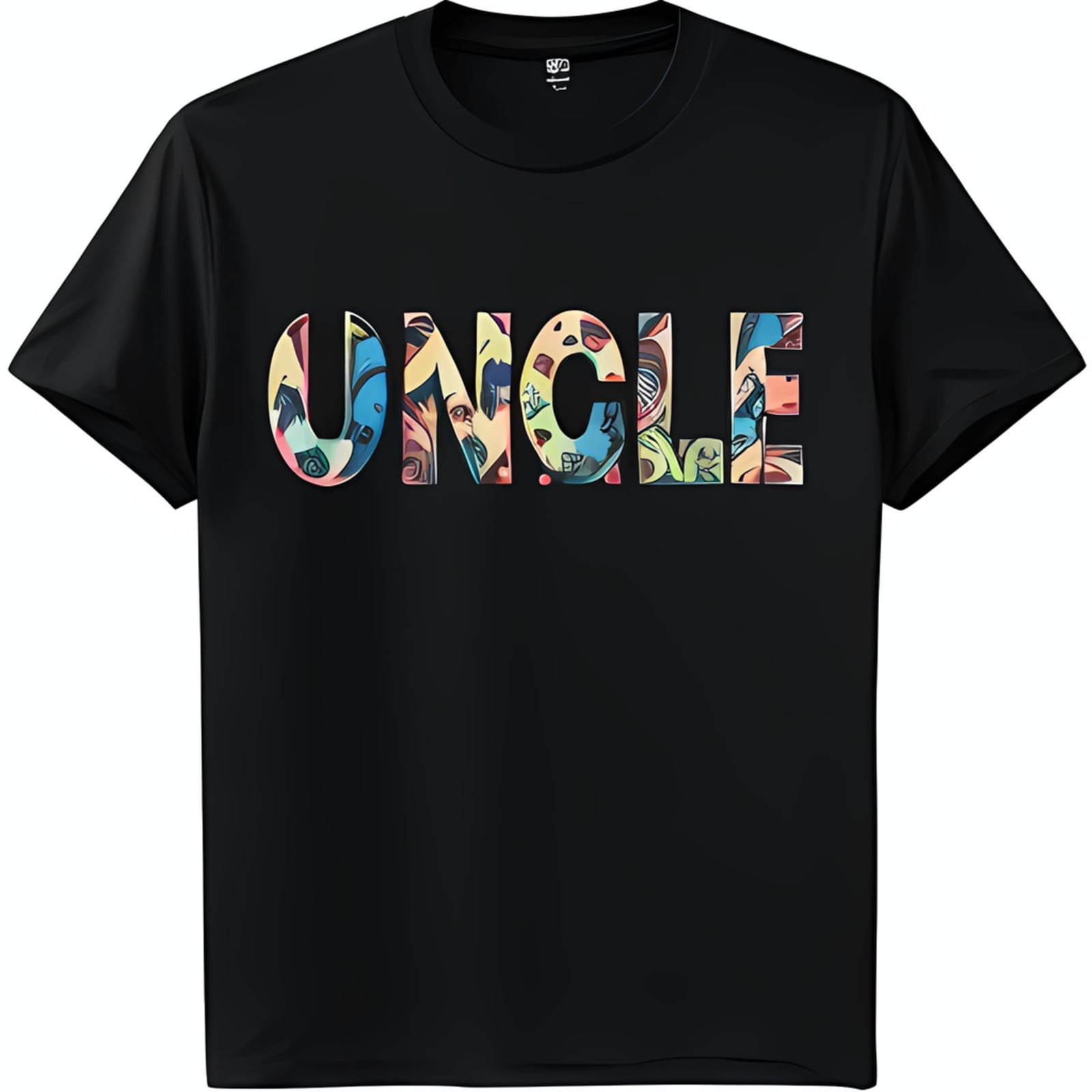 Bold Graphic Black T-Shirt with Colorful UNCLE Design & Stylish ...