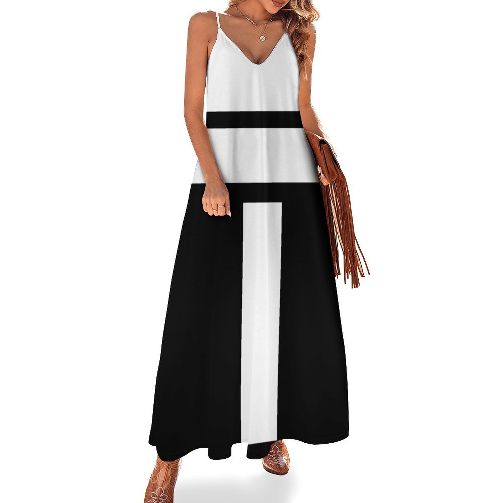 Bold Graphic Black & White/Color Abstract Modern Sleeveless Dress Woman ...