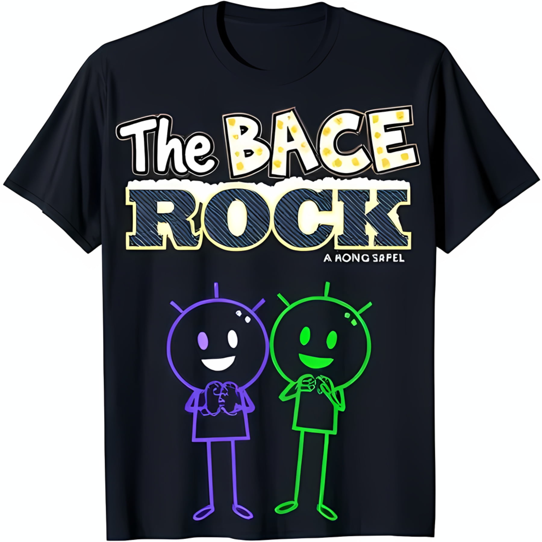 Bold Graphic Blue T-Shirt 'The Bace Rock' with Texture & Colorful Stick ...