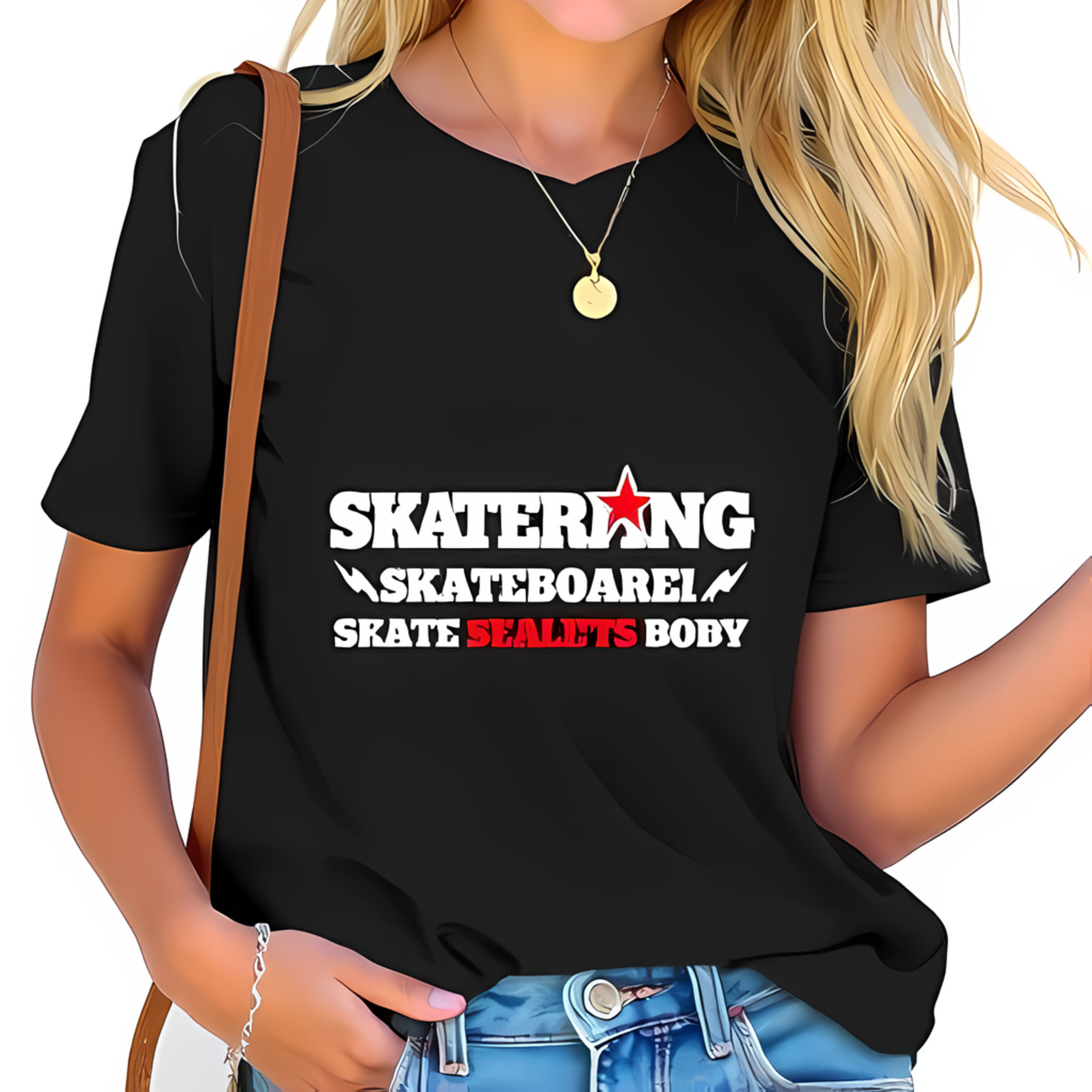 Bold Graphic Cotton Short Sleeve T-Shirt - " SKATERANG " & Design Casual Relaxed Fit Perfect for ...