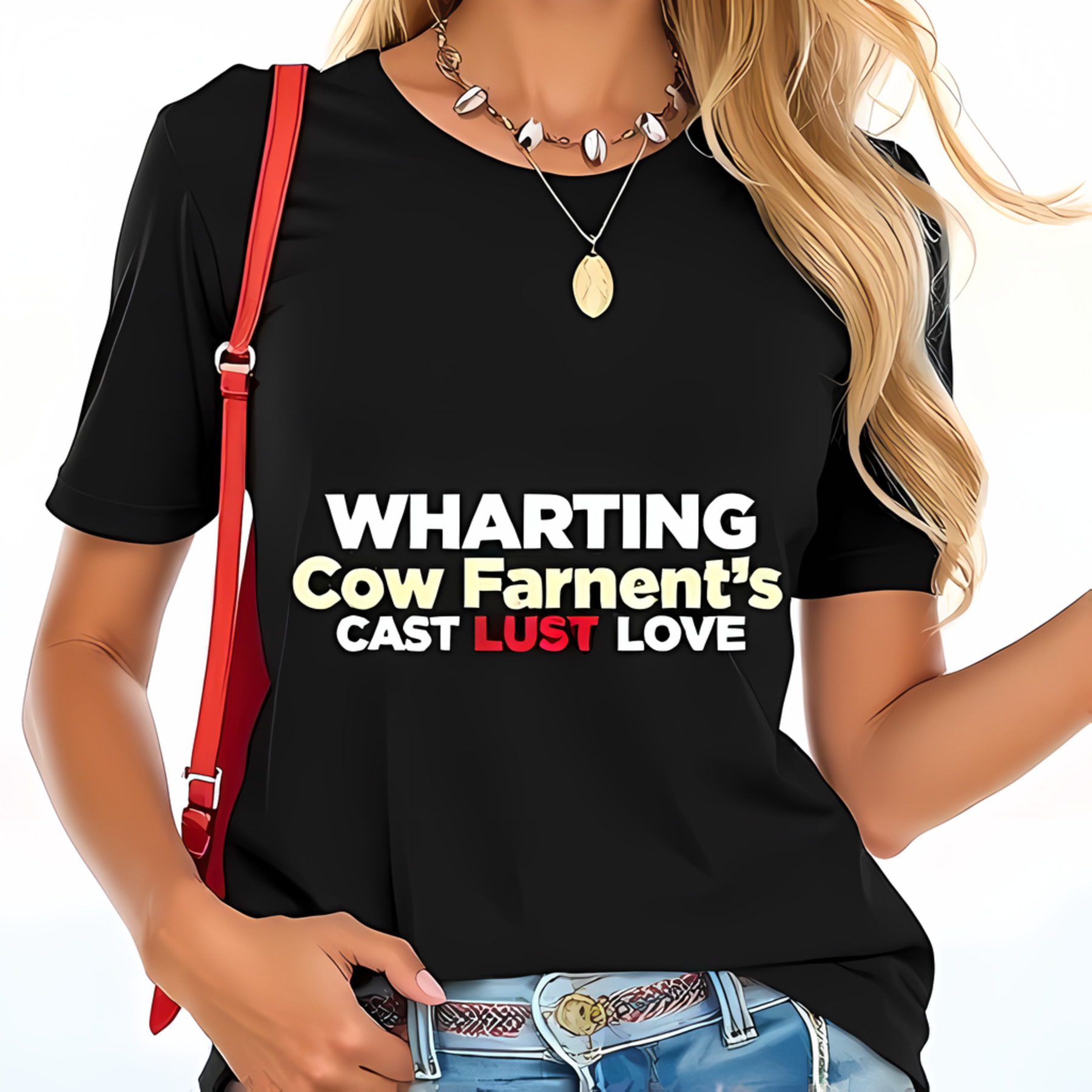 Bold Graphic Cotton Short Sleeve T-Shirt - " WHARTING Cow Farment's ...