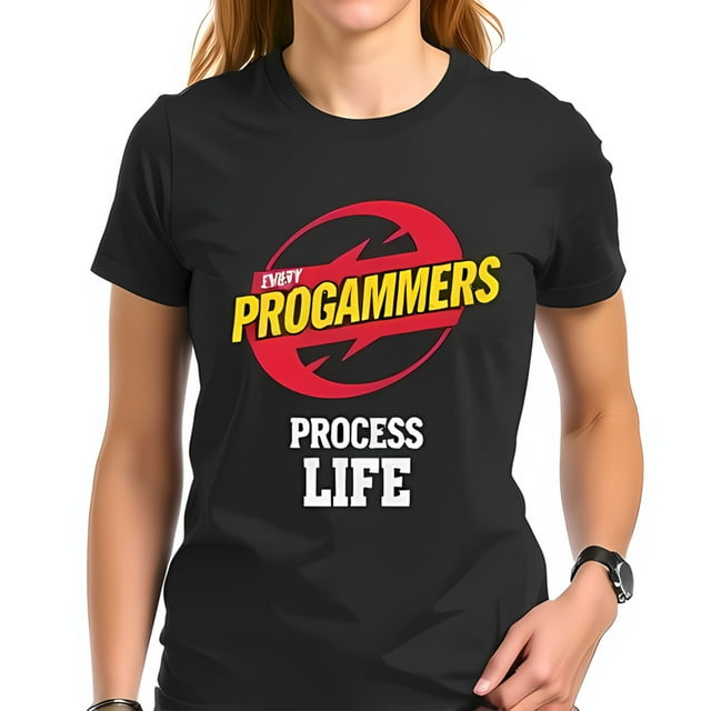 Bold Graphic Cotton Short Sleeve T-Shirt for Programmers - Red & Yellow ...