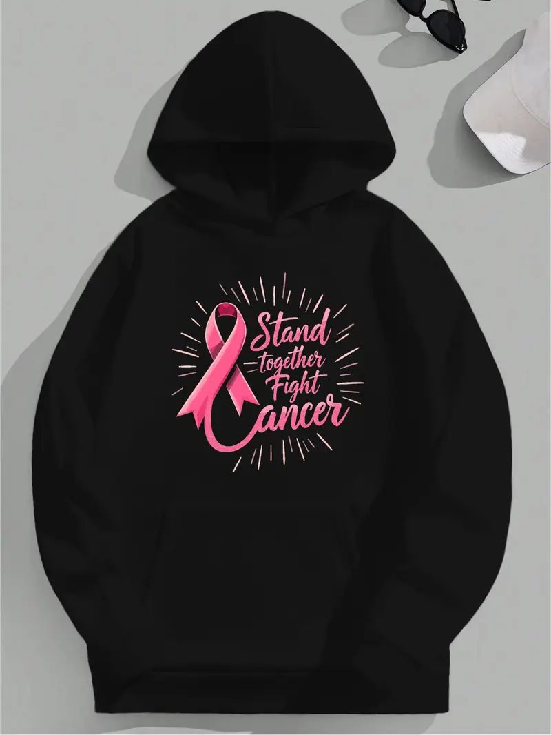 Bold Graphic Hoodie - Breast Cancer Awareness Men's Plus Size, Pink ...