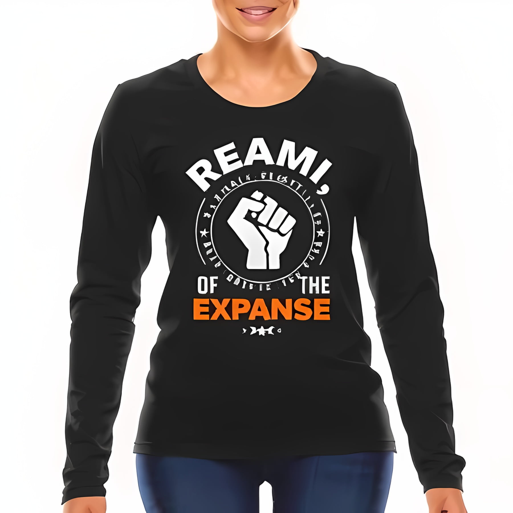 Bold Graphic Long Sleeve T-Shirt with Design - "REAMI OF THE EXPENSE ...