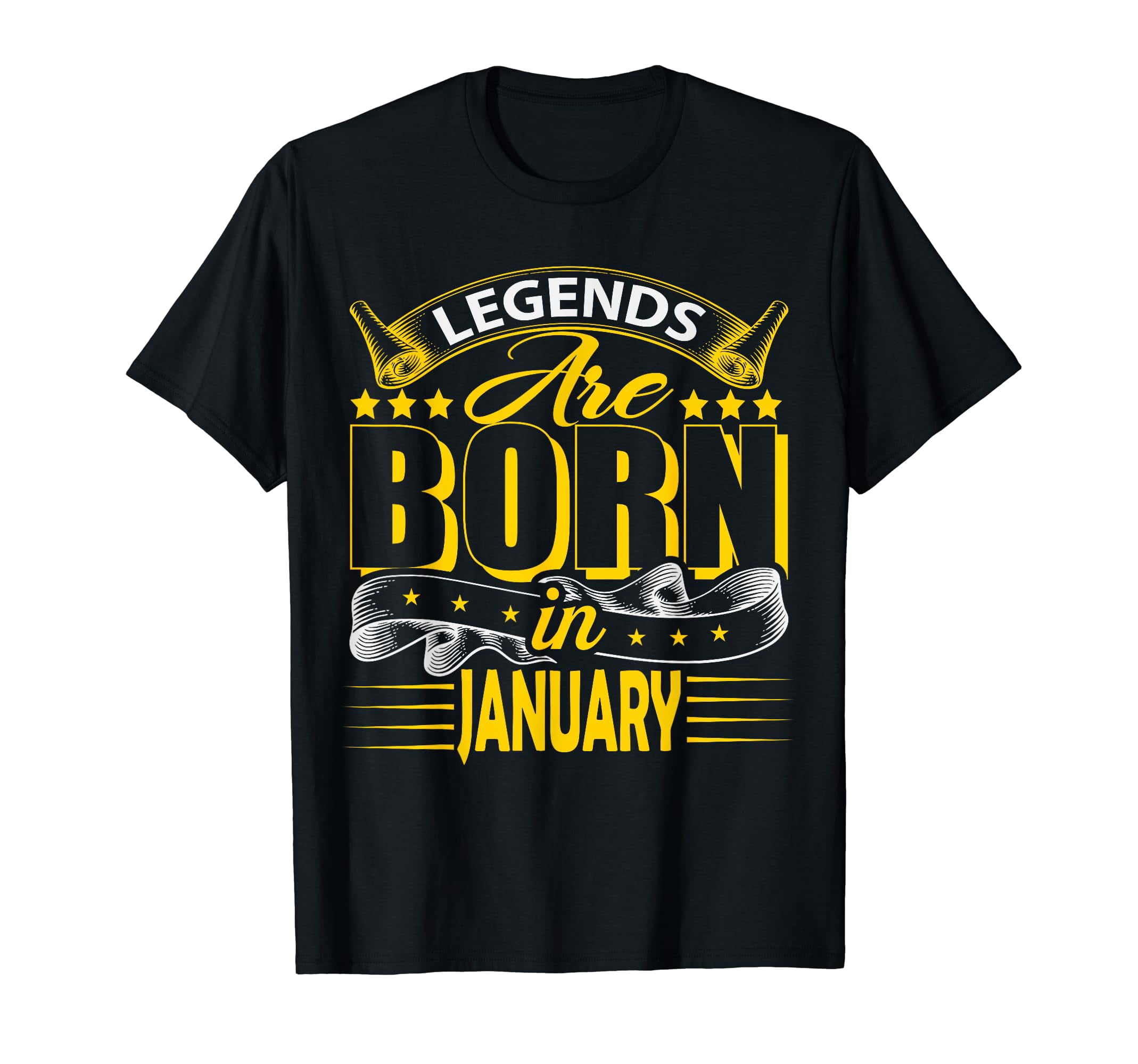 Bold Graphic Mens Legends Are Born In January Capricorn Aquarius T ...