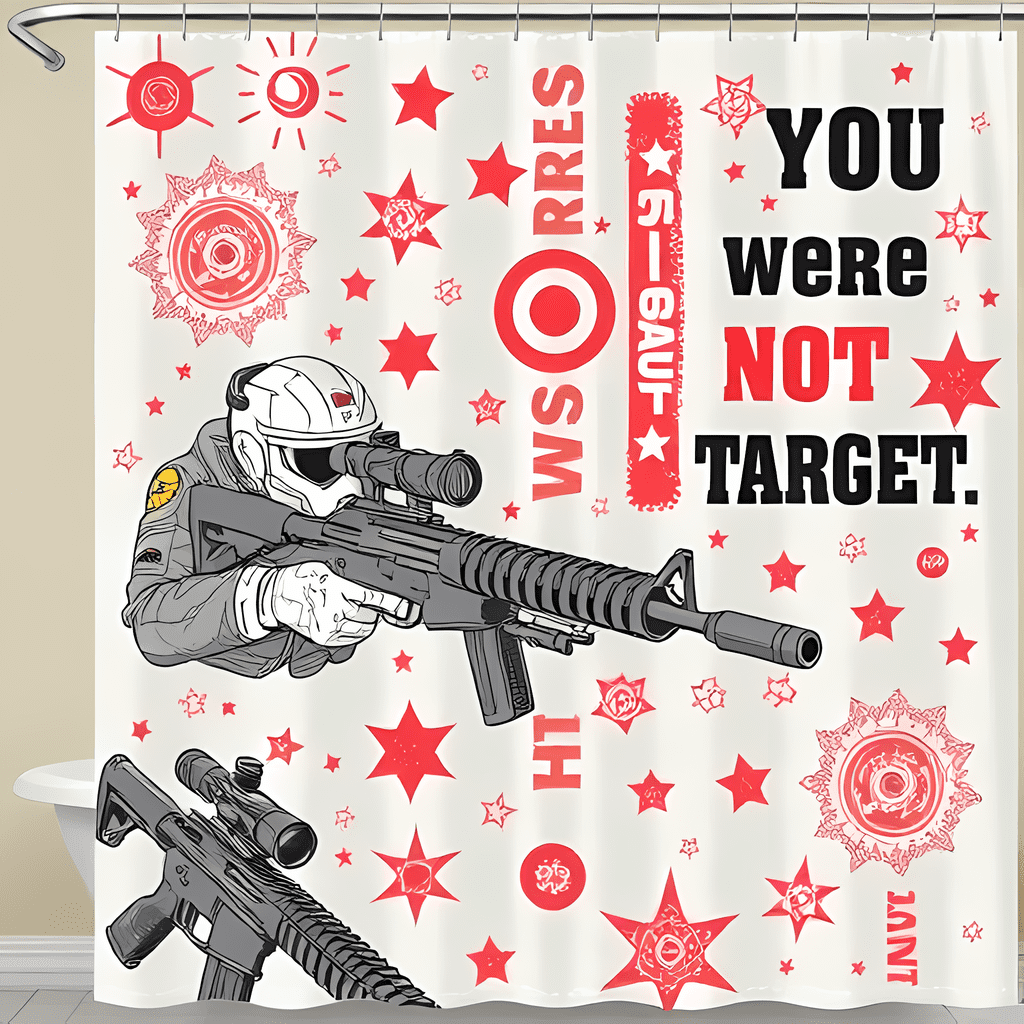 Bold Graphic Shower Curtain - "YOU WERE NOT TARGET" - Unique Design ...
