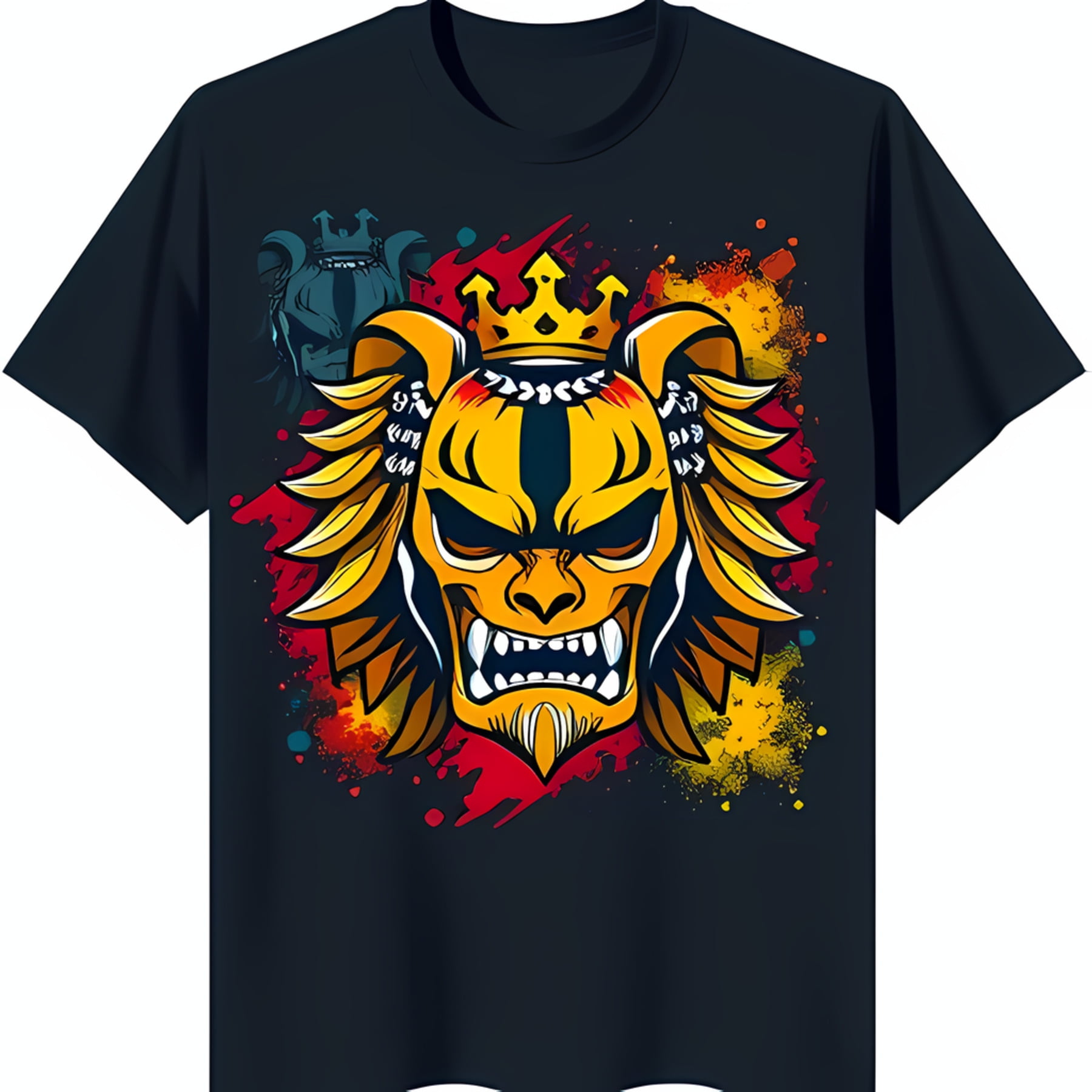 Bold Graphic T-Shirt Fierce Crowned Design on Dark Tee - Walmart.com