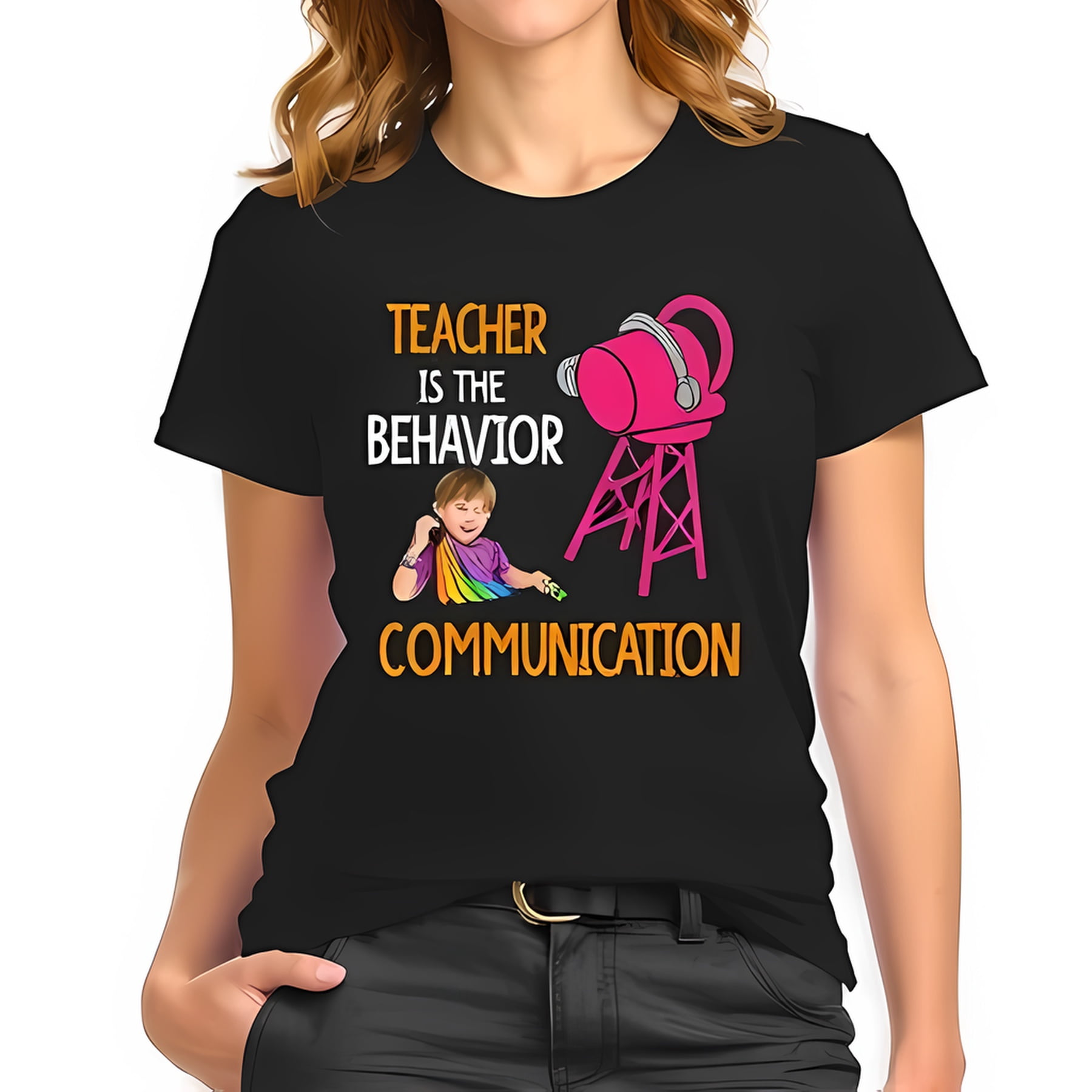 Bold Graphic Teacher T-Shirt - "TEACHER IS THE BEHAVIOR COMMUNICATION ...