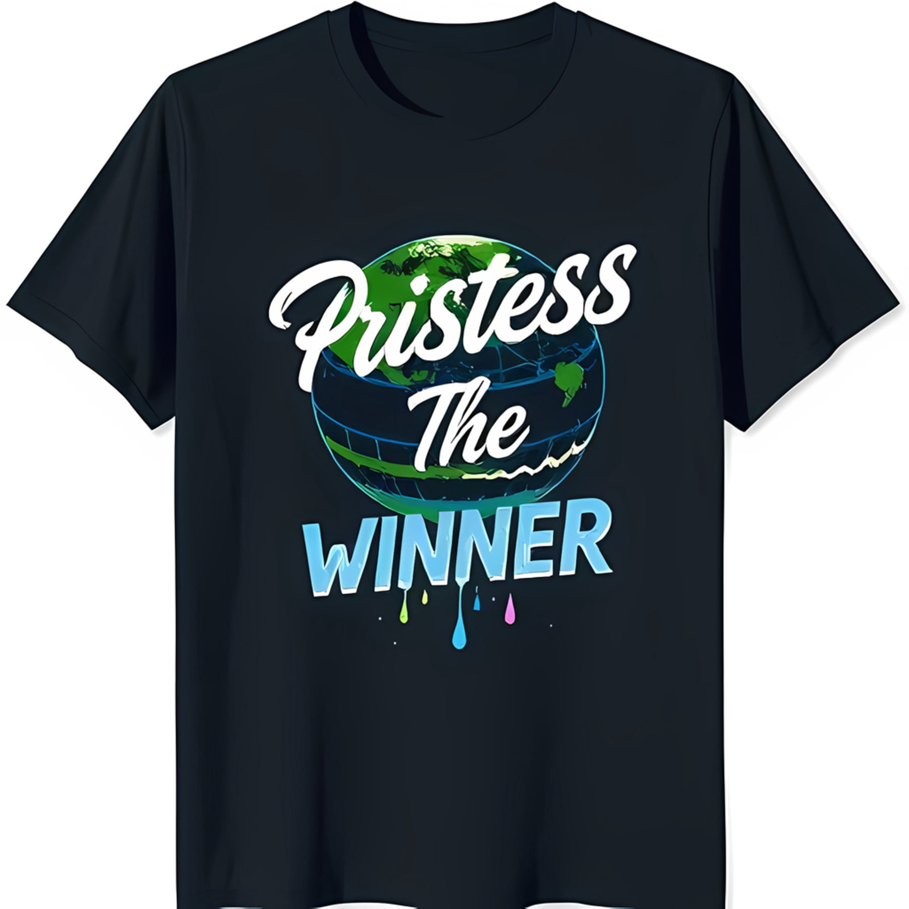 Bold Green & Blue Earth Globe T-Shirt 'Pristess The Winner' with ...