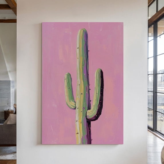 Bold Green Cactus Pink Background Contemporary Poster, Poster Home ...