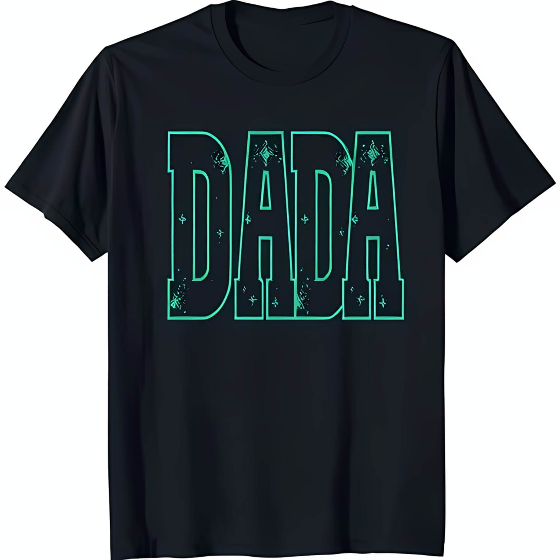 Bold Green 'DADA' Graphic T-Shirt with Pattern on Dark Blue Fabric ...