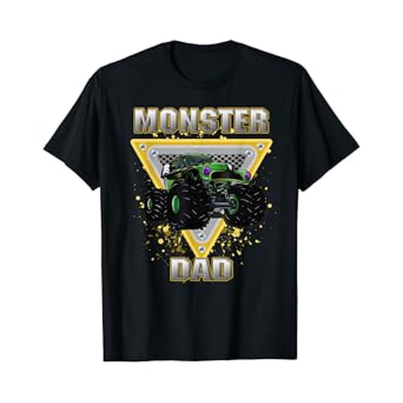 Bold Green Monster Truck Dad Graphic T-Shirt with Metallic Design ...