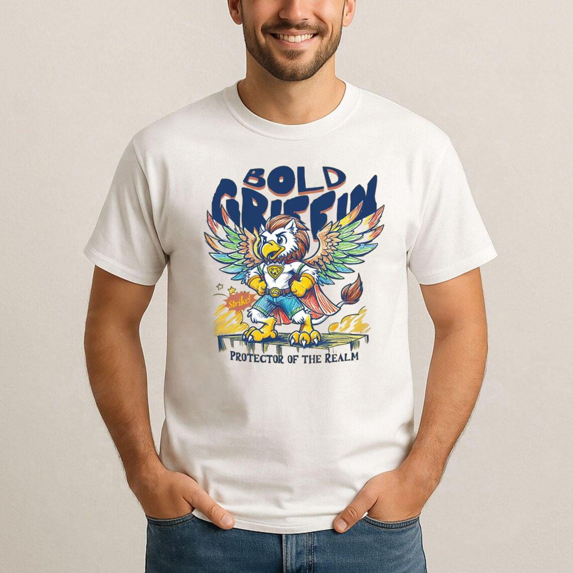 Bold Griffin T-shirt with Mythical Creature Power and Brave Fantasy ...