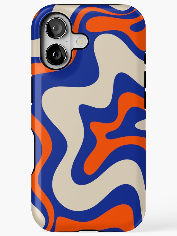 Bold Groovy Retro Liquid Swirl Cobalt Blue iPhone Case 11 12 13 14 15 ...