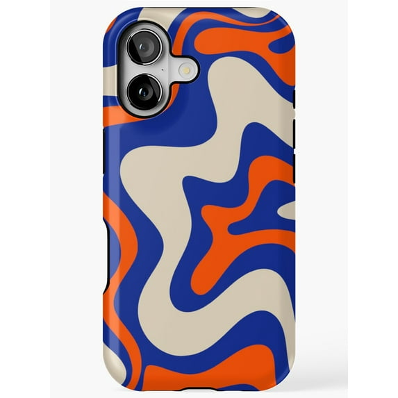 Bold Groovy Retro Liquid Swirl Cobalt Blue iPhone Case 11 12 13 14 15 ...